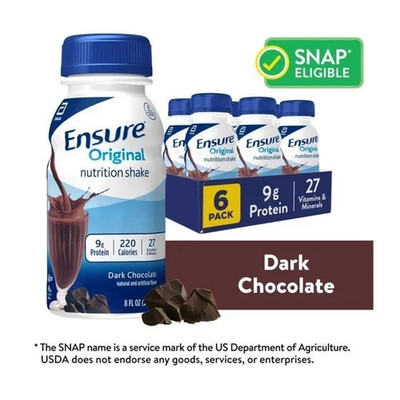 NEW Ensure Original Nutrition Shake, 9g Protein, Dark Chocolate, 8 fl ...