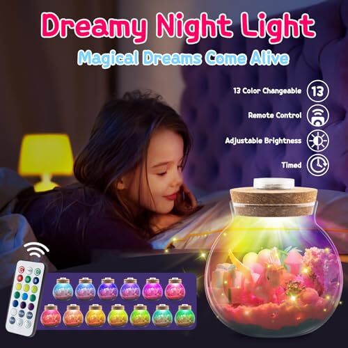 Hollyhi Light Up Terrarium Kit for Kids, DIY Unicorn Toys for 3 4 5 6 7 ...