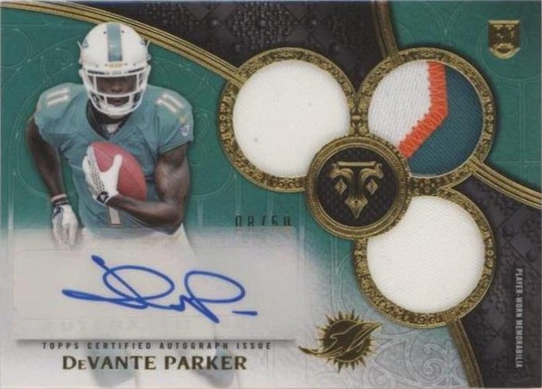 2015 Topps Triple Threads - Rookie Autographed Triple Relics Emerald #107 Devante Parker /50 (AU ...