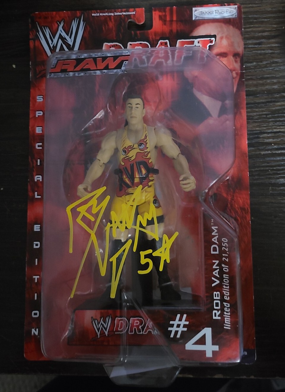Rob Van Dam signed RVD WWE Raw Draft Action Figure COA INCLUDED ECW ...