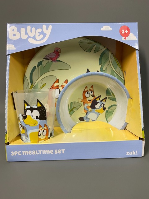 Official Bluey Merchandise 3 Piece Meal Time Plate Bowl & Cup Melamine ...