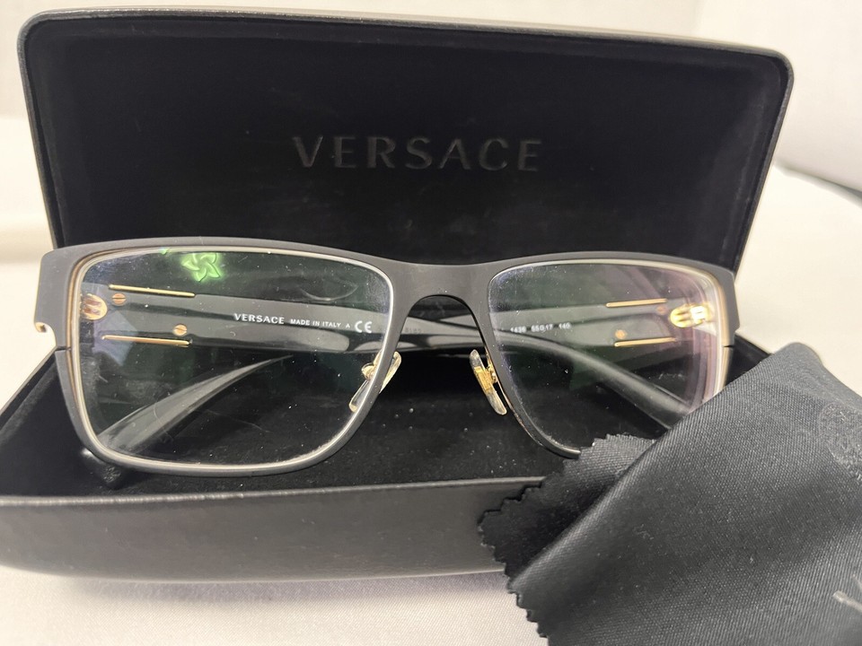 Versace VE 1274 1436 55mm Black Metal Rectangle Eyeglasses 55mm Frames ...