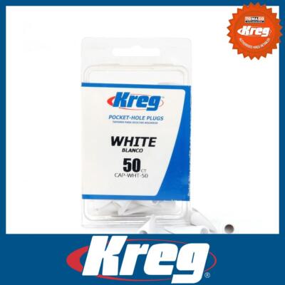 Kreg CAP-WHT-50 Pack of 50 Plastic White Pocket-Hole Plugs for Kreg ...