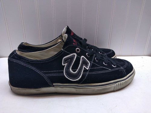 True Religion Logo Black Leather Lace Up Athletic Sneaker Skate Men ...