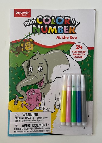 Beaver Mini Color By Number Book Zoo Animals Childrens Coloring Book | eBay