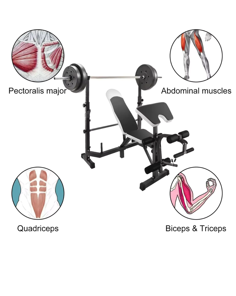 Adjustable Bench Gym Weights 100kg/150KG Set Incline Multi-Functional ...