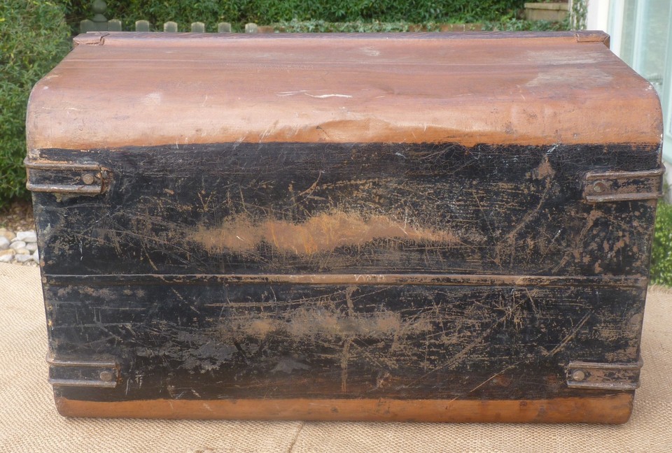 Chest tin trunk storage box coffee table Antique Vintage | eBay UK