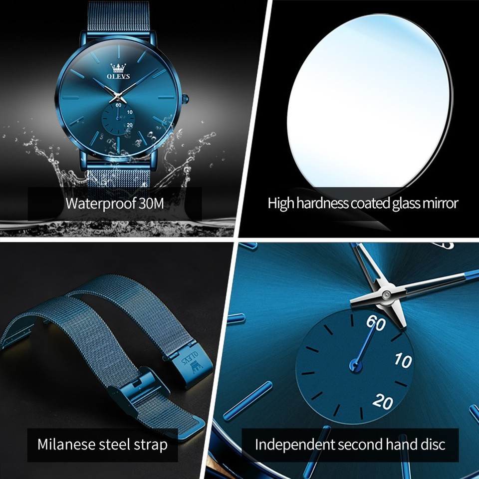 OLEVS Elegant Quartz Men’s Watch Ultra-thin Case Waterproof Milanese ...