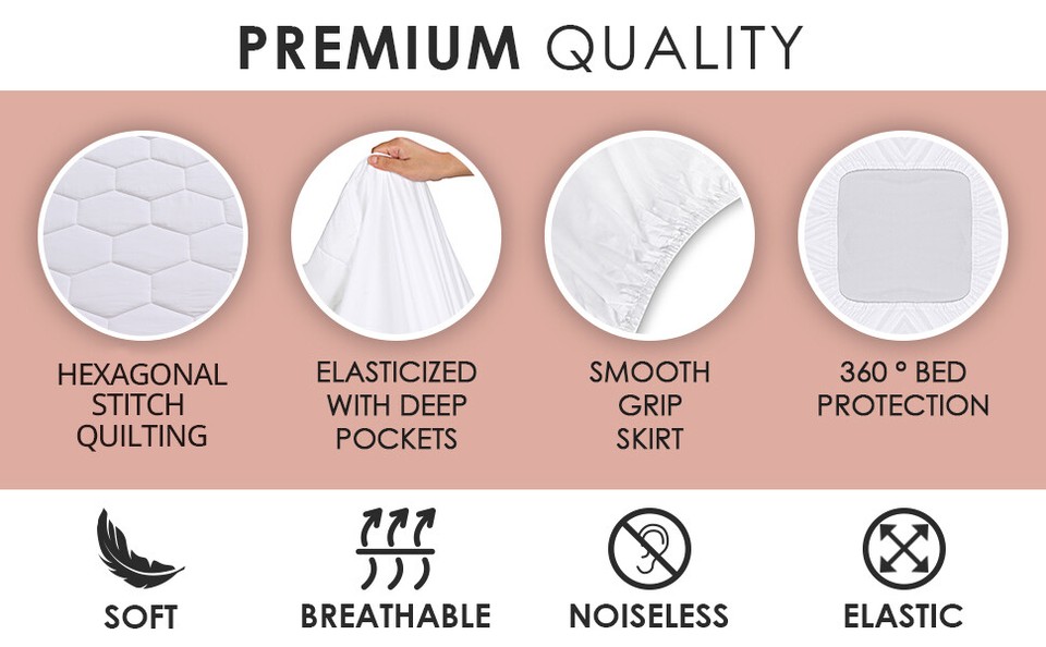 Premium Quilted Mattress Protector Extra Deep Fitted Bed Cover 30cm All ...