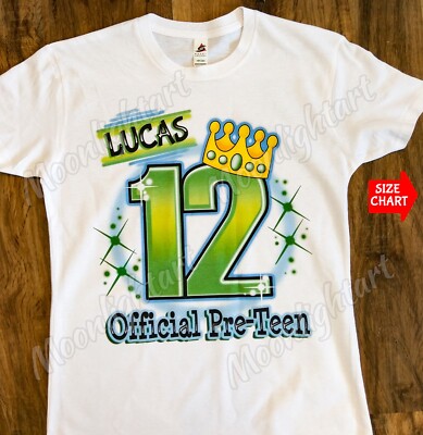 Personalized Age Official Pre-Teen 12th Birthday Boy King Crown T-Shirt ...