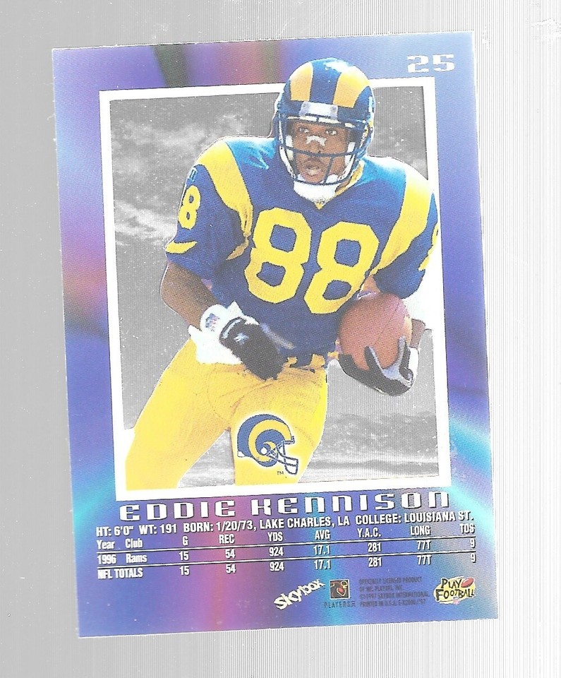 1997 Skybox EX 2000 Eddie Kennison 25 St Louis Rams Football Card ...