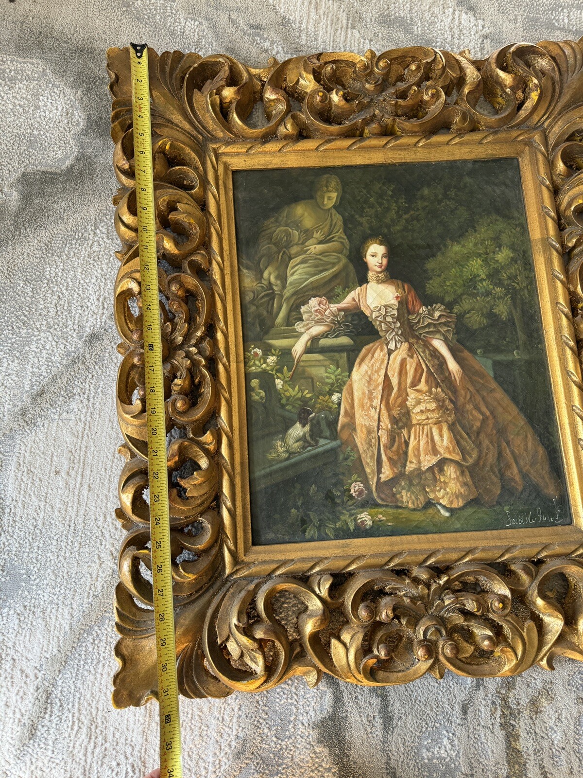 Textured Reproduction Portrait of Madame De Pompadour In Gilt frame ...