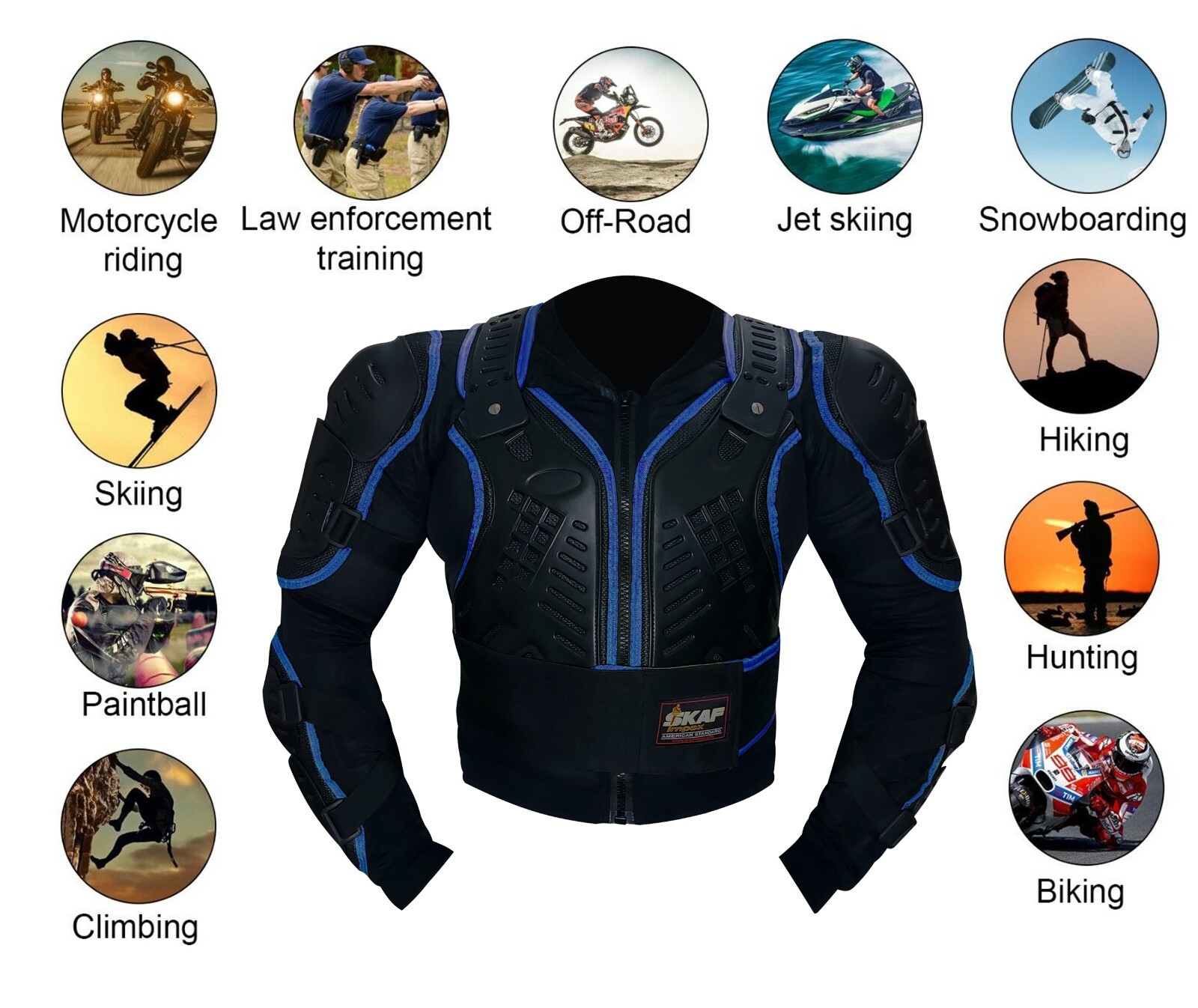 Men Motorcycle Body Armor Jacket Spine Chest Back Riding Gear ...