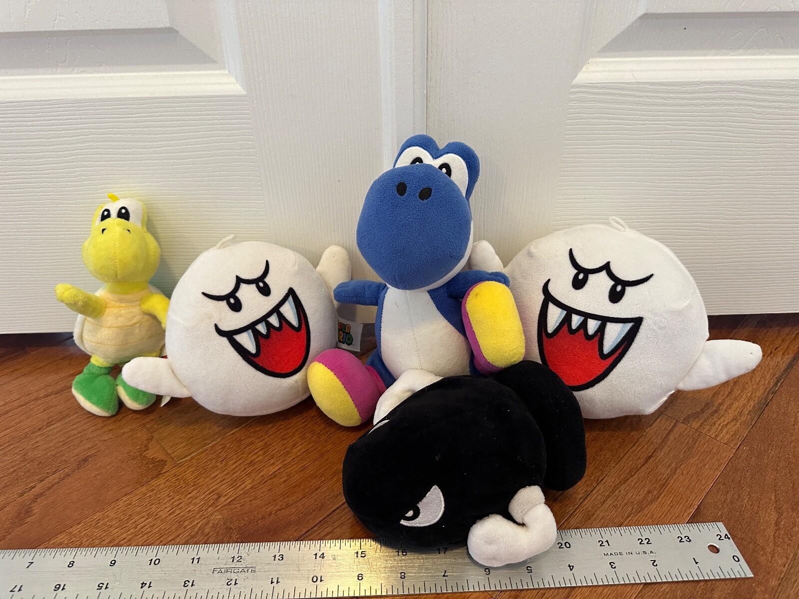 Nintendo Super Mario Bros Plush Lot 5: Blue Yoshi, Turtle, Bullet Bill ...