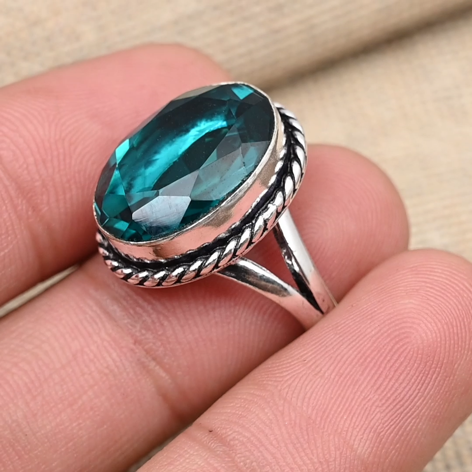 Lavish Indicolite Tourmaline Gemstone Handmade 925 Sterling Silver Ring Jewelry | eBay