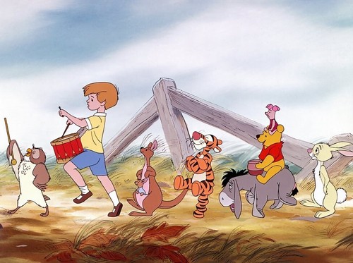 Retro Winnie the Pooh Marching Band Set of Two 5x7 Craft Cotton Fabric ...