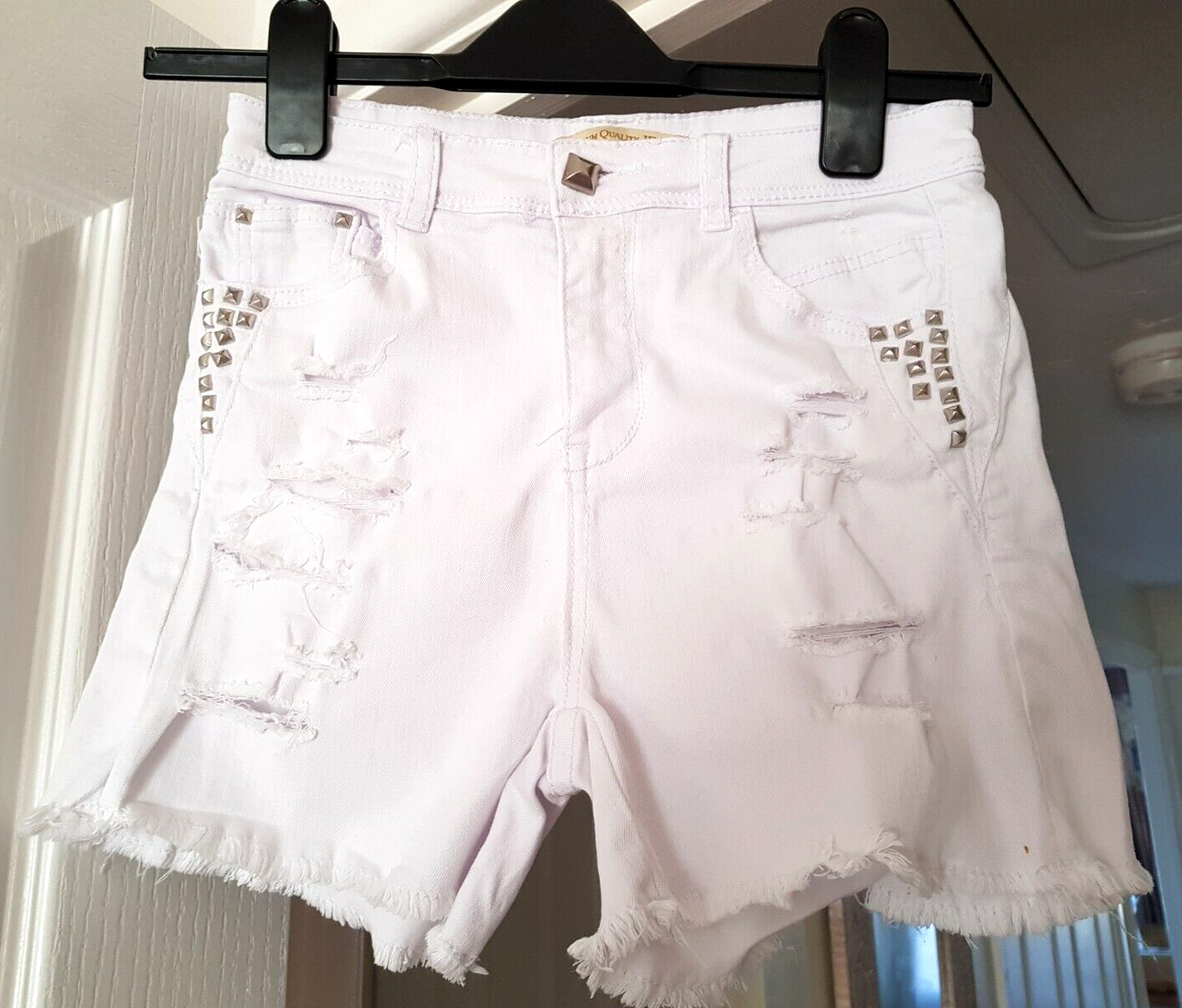 Suite Blanco White Short Shorts, Ripped, Studded, Siz… - Gem