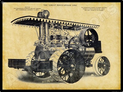 Minneapolis Traction Engine NEW Metal Sign - 24"x30" USA STEEL XL Size ...