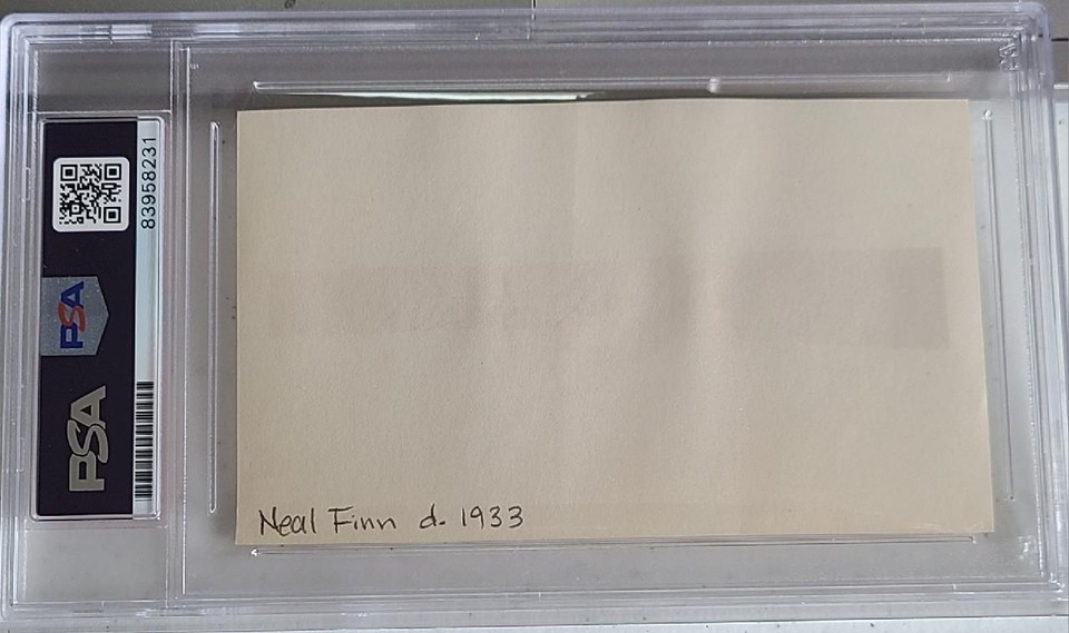 NEAL MICKEY FINN SIGNED 3x5 INDEX CUT DODGERS ROBINS PHILLIES DEC 1933 ...