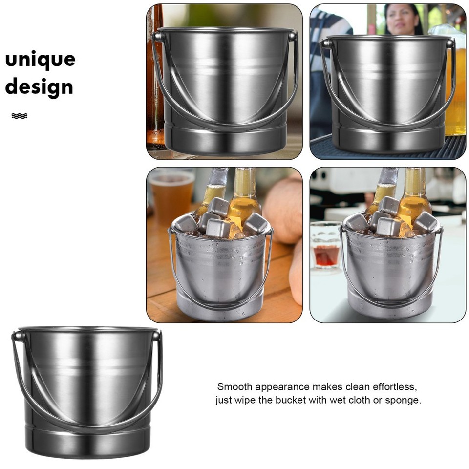 Ice Storage Bucket with Handle Ice Cube Container Portable Wine Beer ...