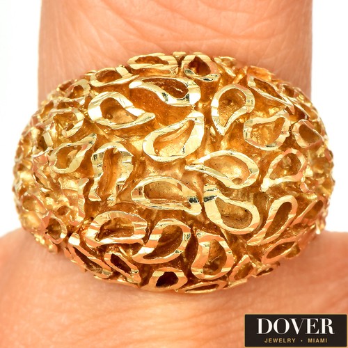 Estate 14K Yellow Gold Intricate Lace Textured Dome Ring 7.1 Grams NR ...