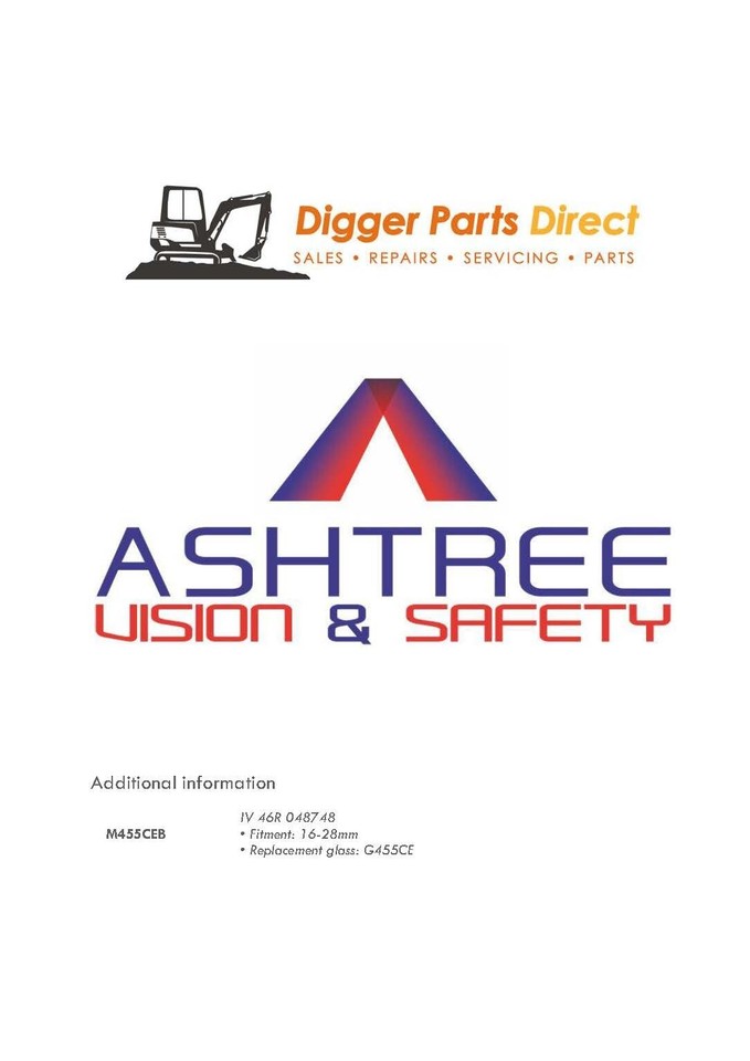 WIDE ANGLE MIRROR HEAD M455CEB for JCB Kubota Takeuchi Excavator 400 ...