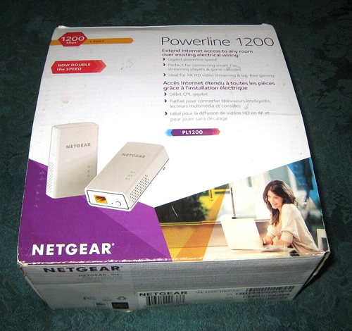 Netgear Powerline 1200 PL1200S Ethernet Adapters 2 + Wi-fi Range ...