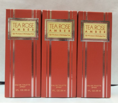Tea Rose amber eau de toilette spray 28 ml / 1.0 oz NIB ( PACK OF 3 ...