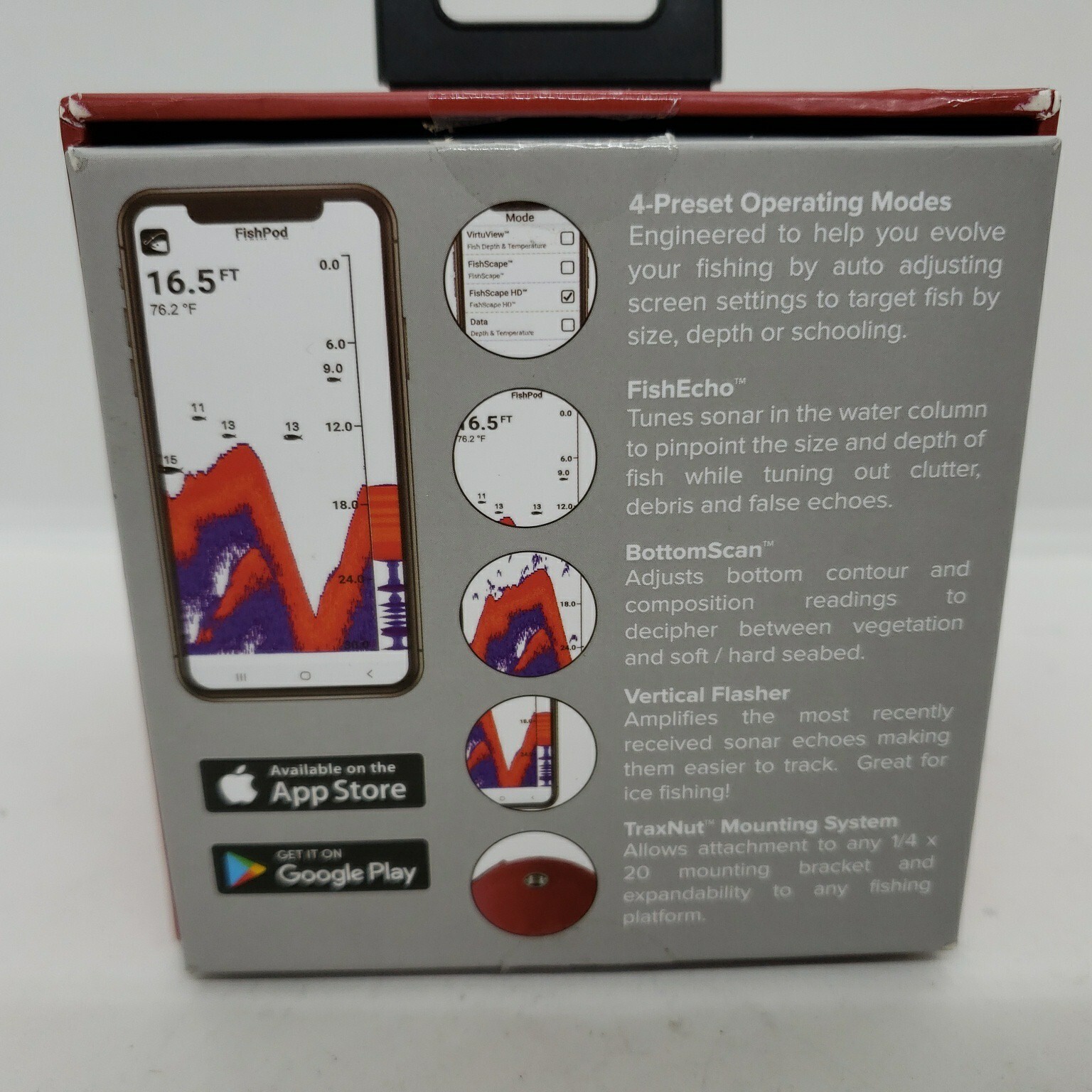 Hawkeye FishPod 5X Bluetooth Handheld Fish Finder - Red (FP5X) for sale ...