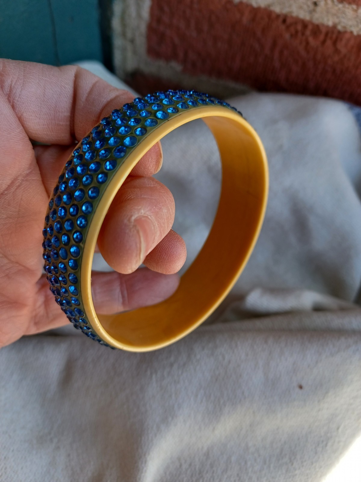 SPARKLY VINTAGE ART DECO 5 ROW BLUE RHINESTONE CELLUL… - Gem