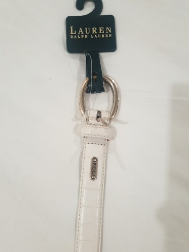 Lauren Ralph Lauren Italian Leather Alligator Croc Print White Belt ...