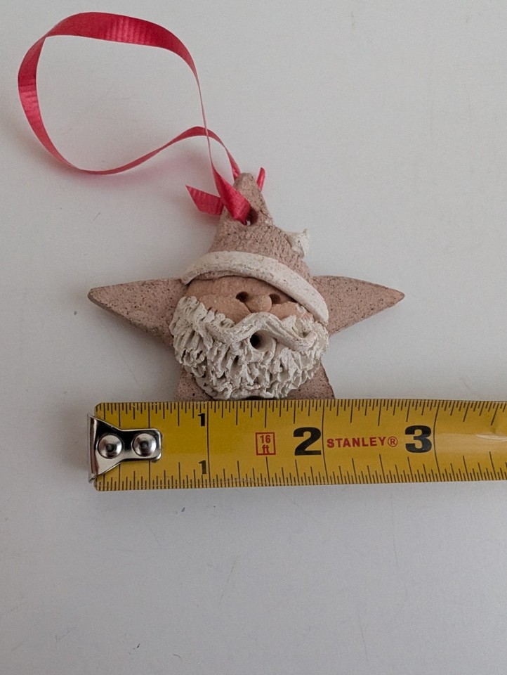 Santa 3D face star ornament ceramic clay ? neutral color | eBay