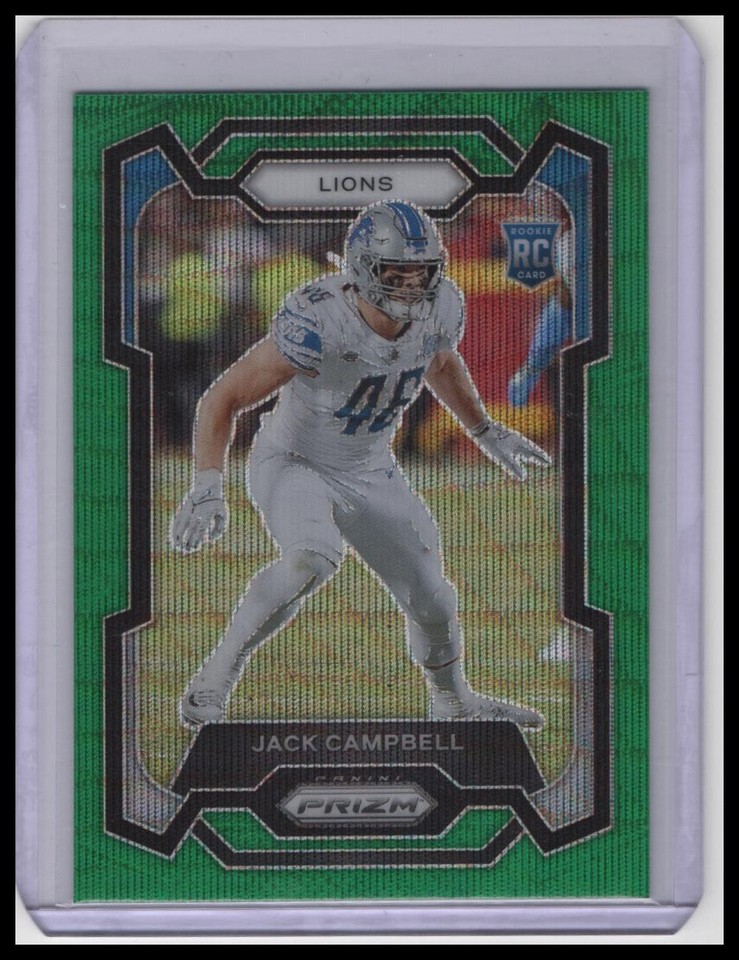 2023 Panini Prizm Jack Campbell Neon Green Pulsar #330 Detroit Lions RC ...