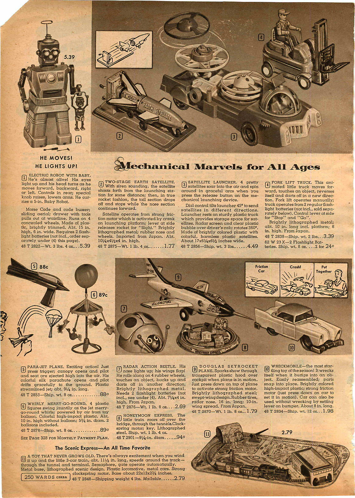 1957 ADVERT Toy Electric Robot with Baby Two Stage Earth Satellite ...