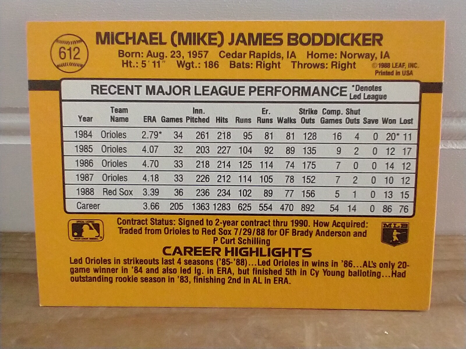 1989 Donruss Michael (Mike) James Boddicker - #612 - Boston Red Sox | eBay