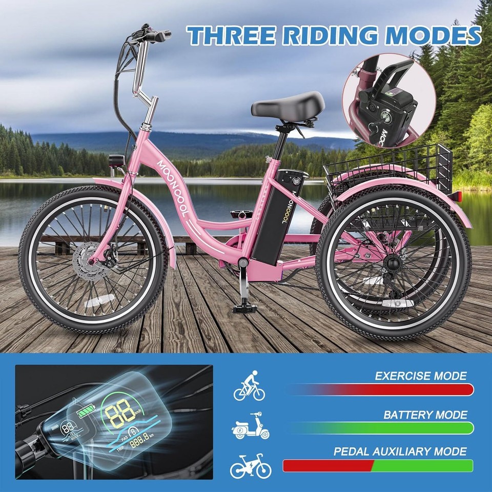 MOONCOOL 24'' Electric Trike Tricycle Electro-tricycle 350W 10AH 36V ...