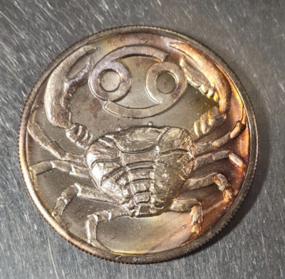 1983 TENTEX 1oz SILVER ART ROUND: Zodiac Cancer (755) | eBay