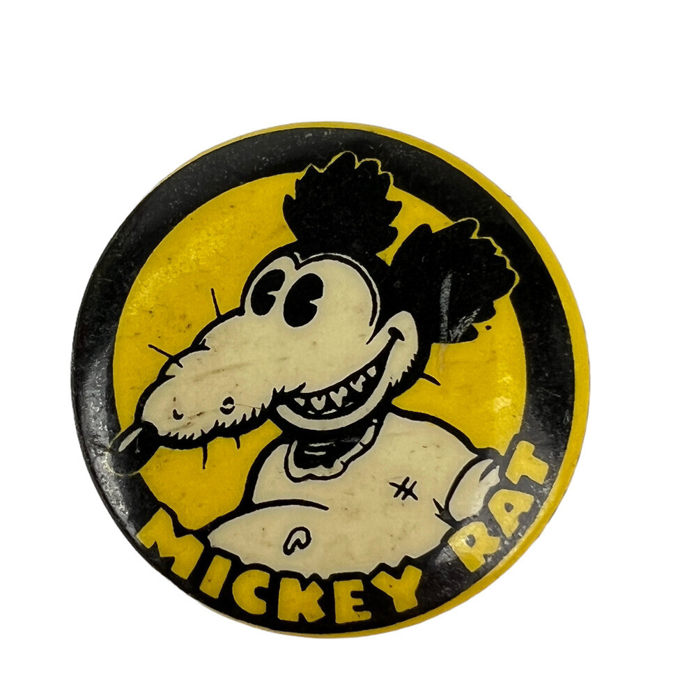 Vintage 1983 MICKEY RAT Pin Pinback Button R. ARMSTRONG Ephemera COMIC ...