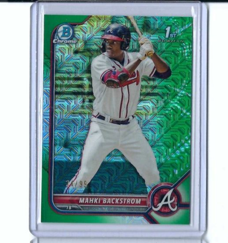 MAHKI BACKSTROM 2022 1st Bowman Chrome Prospects #BCP-121 Green MOJO 34 ...