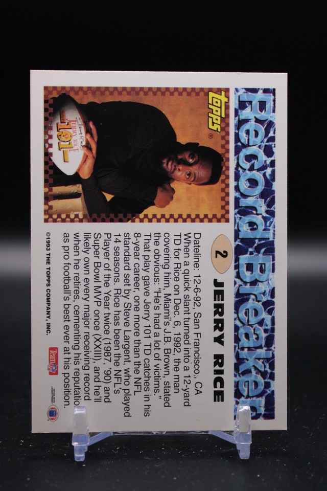 Jerry Rice, San Francisco 49ers, 1993 Topps Record Breaker, #2 | eBay
