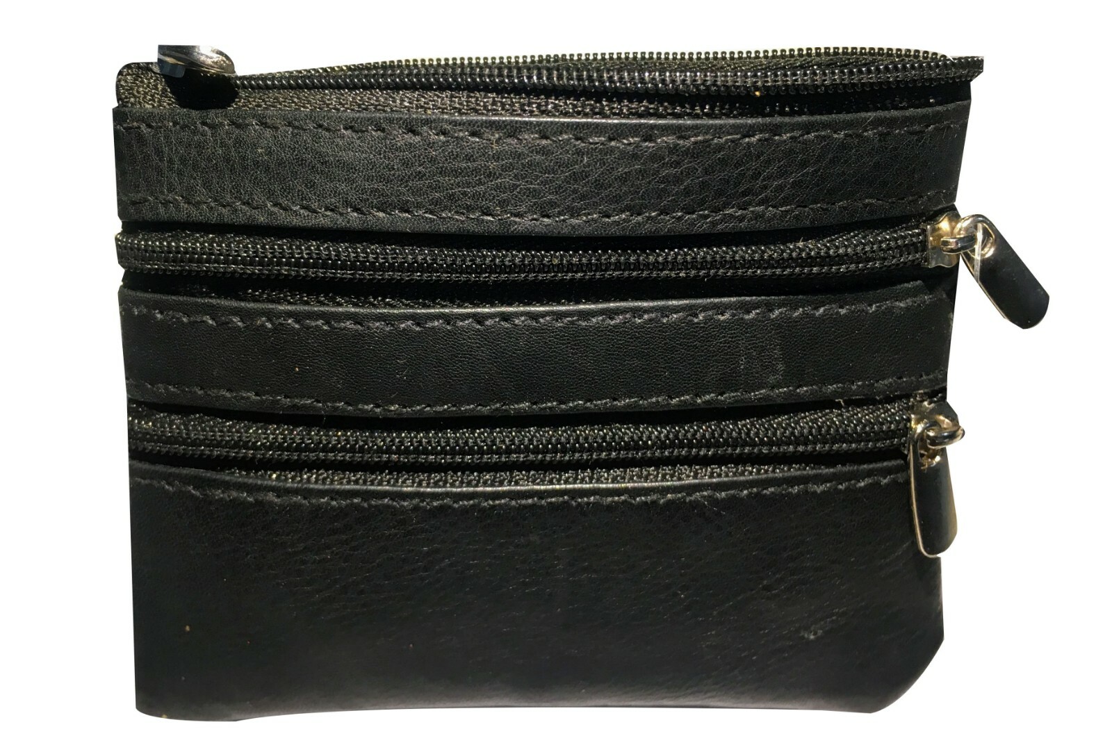 Black Genuine Leather Men's Coin Purse Front Pocket keychain Change ...