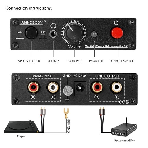 Nobsound MM MC Phono Stage RIAA Preamplifier LP Vinyl Turntable Stereo ...