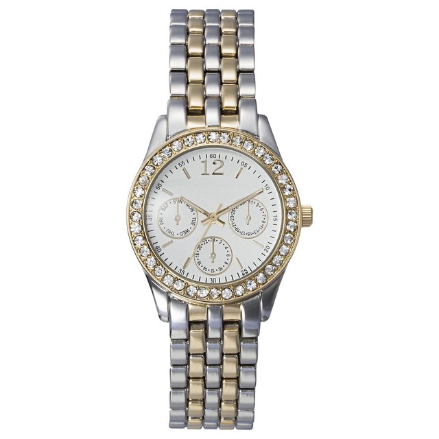 Womens Merona 2 Tone Gold & Silver BOYFRIEND Wrist Watch W Decorative ...