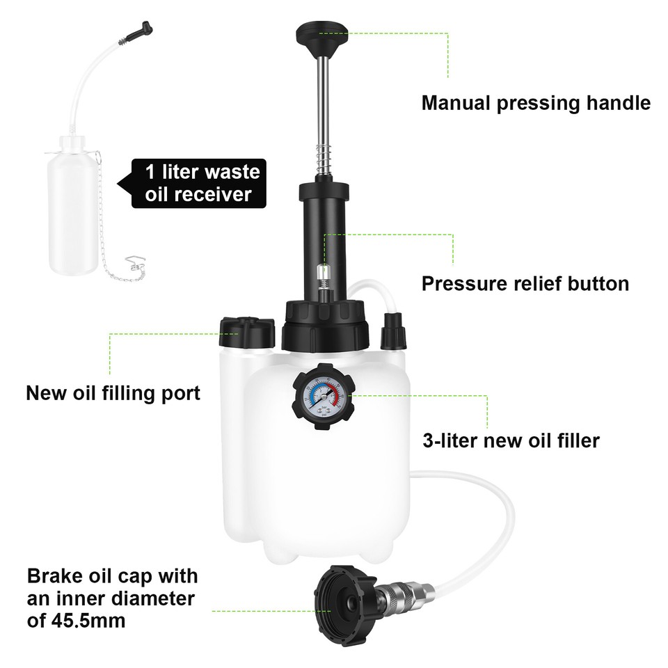 3L Capacity Manual Brake Clutch Bleeder Fluid Tool Power Bleeding Kit ...