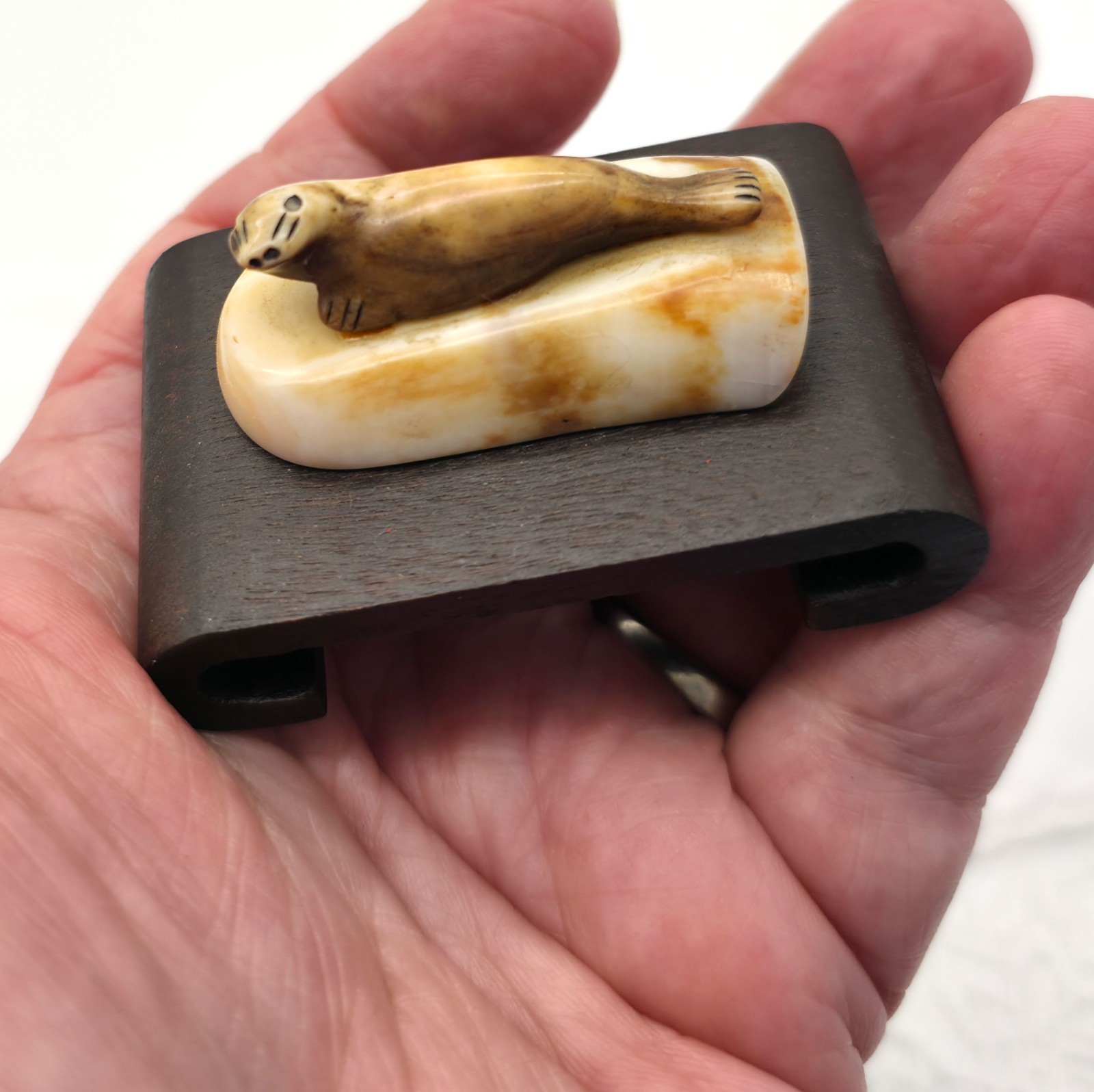 Alaska Native Inuit Made Seal Carving Figurine Made from Caribou Antler ...