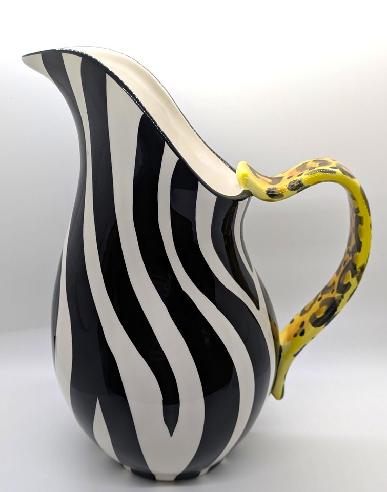 Clay Art South San Francisco handpainted zebra leopard pitcher | eBay