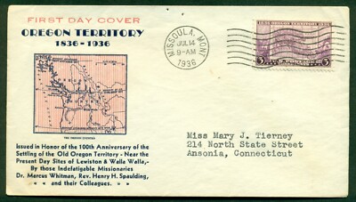 SCOTT # 783 FDC, OREGON TERRITORY, KAPNER CACHET, TYPED ADDRESS, GREAT ...