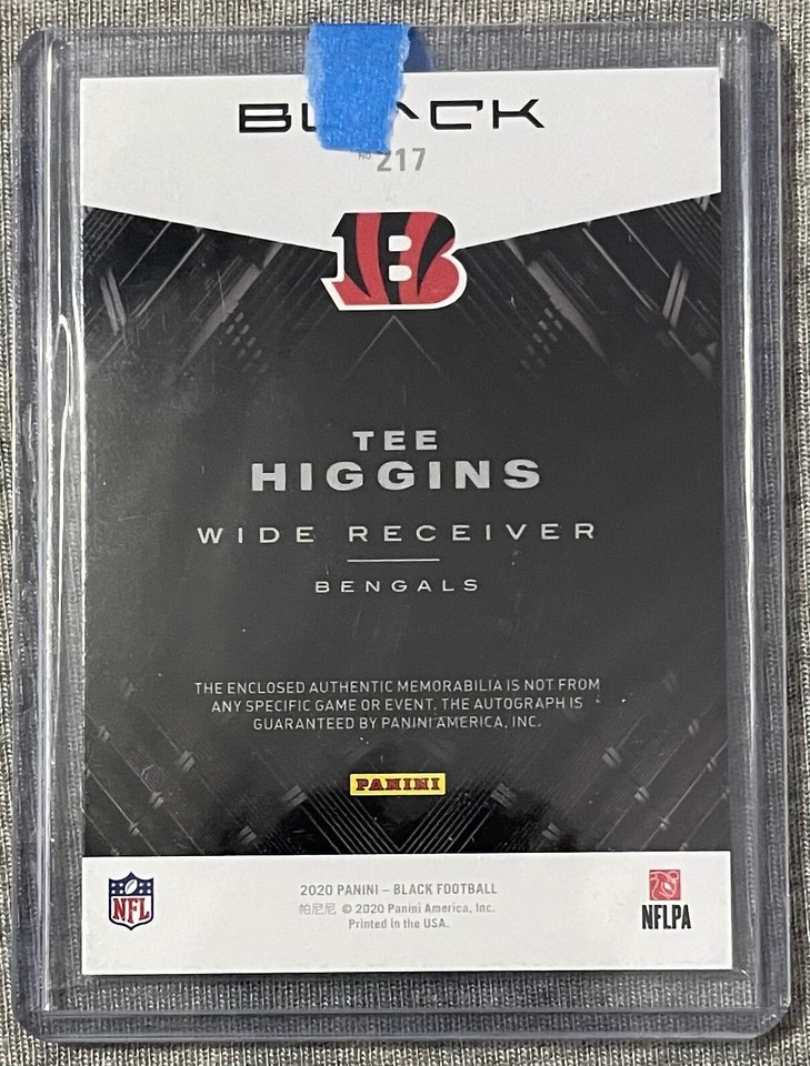 2020 Panini Black Football Tee Higgins Rookie Autograph Patch 35/50 ...