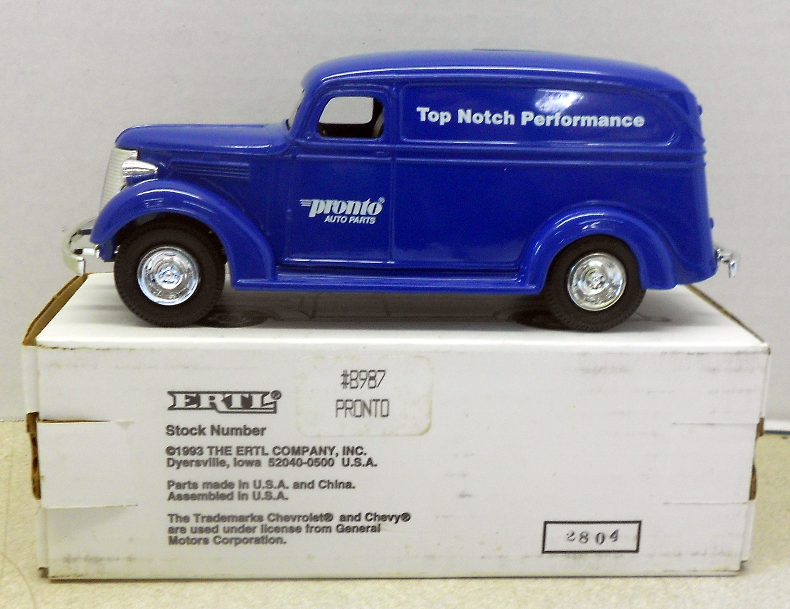 PRONTO AUTO PARTS 1938 CHEV PANEL TRUCK 1994 DIECAST ERTL BANK #B987 | eBay