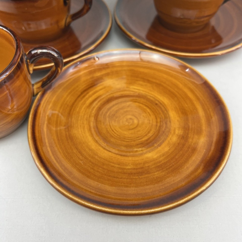 ONE St Clement France Golden Brown Coffee Cup Saucer Vintage Pottery ...
